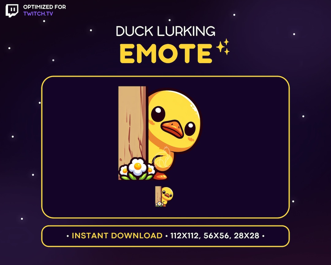 Cute Duck Twitch Emote - Lurking Duck Emote, Duck Discord Emote, Gaming ...