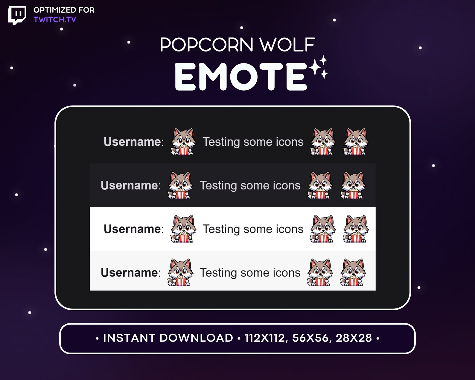 Wolf Twitch Emote - Eating Popcorn Discord Emoji, Drama, Movie Night - Etsy