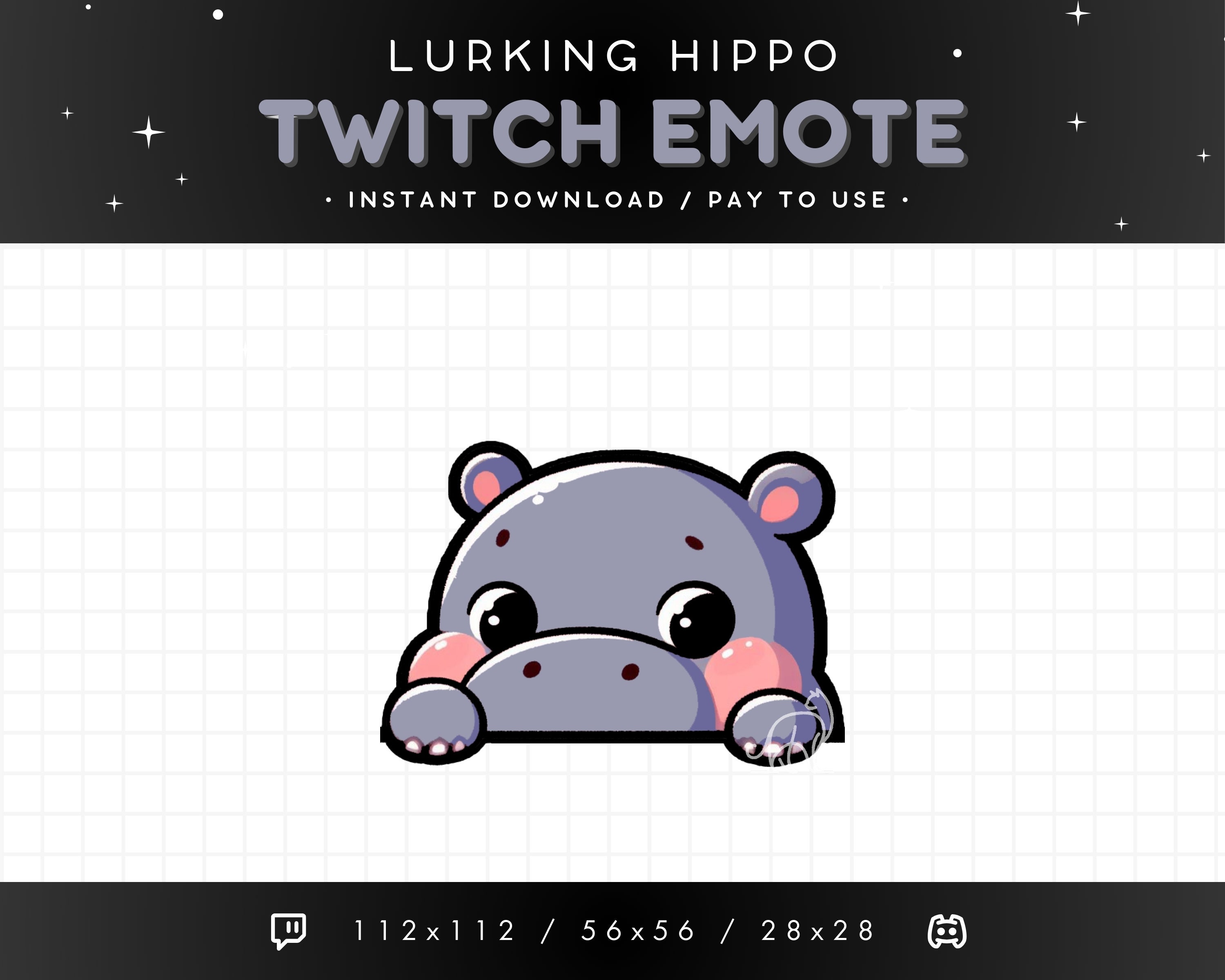 Cute Hippo Twitch Emote Lurk Hiding Cat Emote, Cat Discord Emote ...
