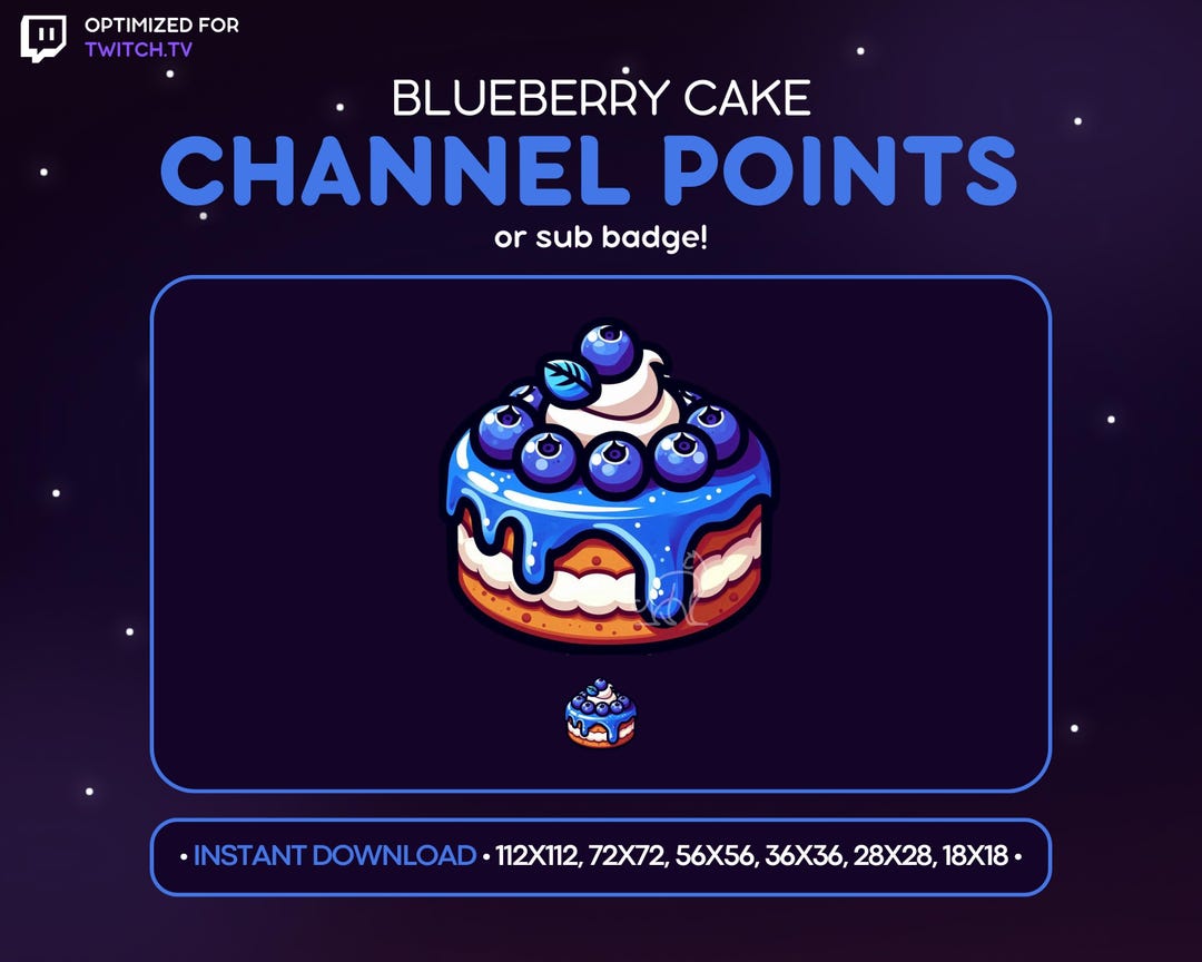 Blueberry Cake Twitch Channel Point Icon, Sub Badge, Emote Dessert ...