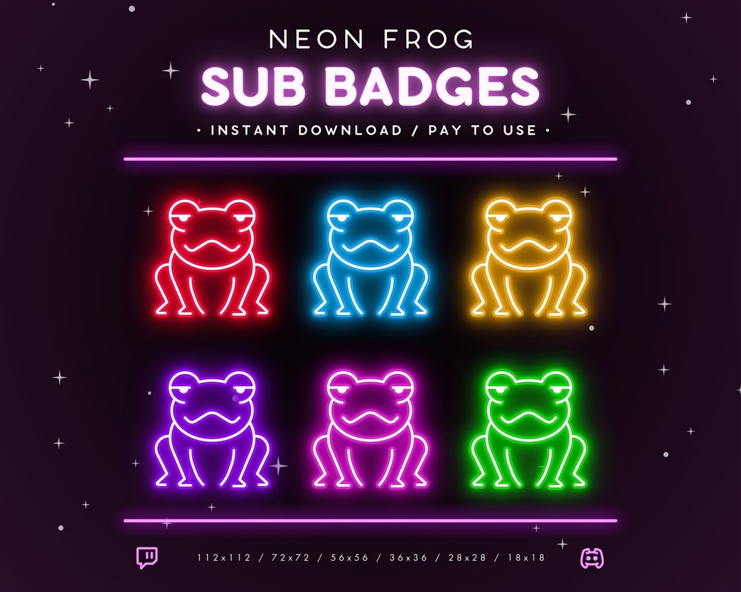 Neon Frog Sub Badges - Neon Twitch Sub Badges, Channel Point Icon ...