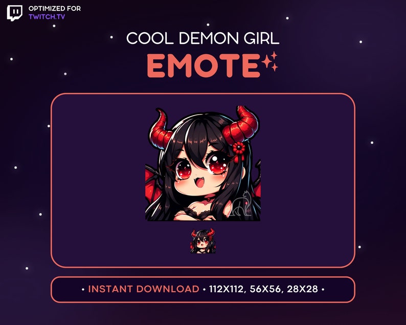 Demon Girl Twitch Emote, Evil Hell Girl, Kawaii Anime Emote, Gamer Girl ...