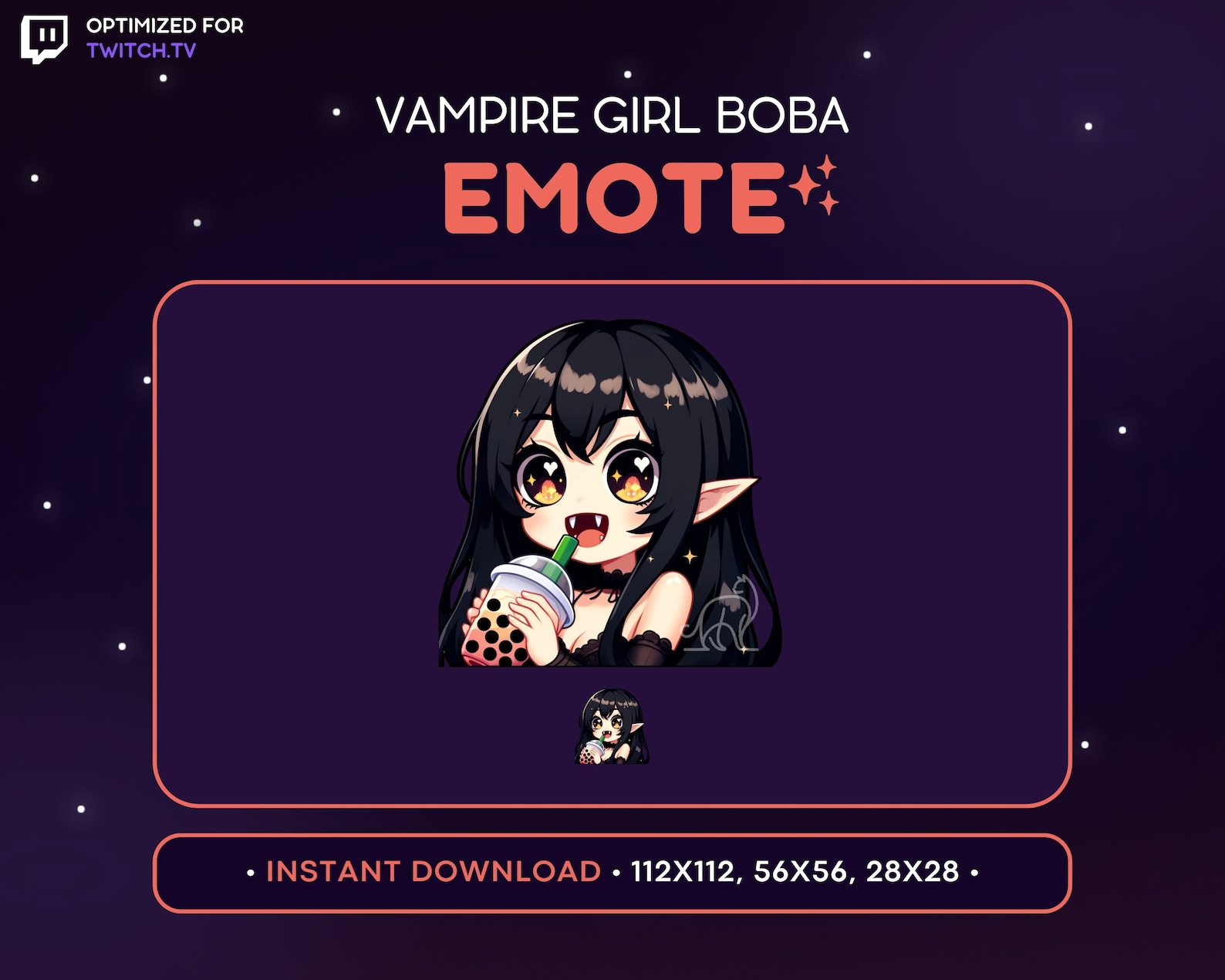 Vampire Girl Twitch Emote, Evil Vampire Girl, Kawaii Anime Emote, Gamer ...