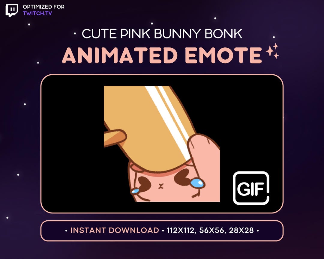 ANIMATED Pink Bunny Bonk Emote - Cute Animated Bunny Discord Emote ...