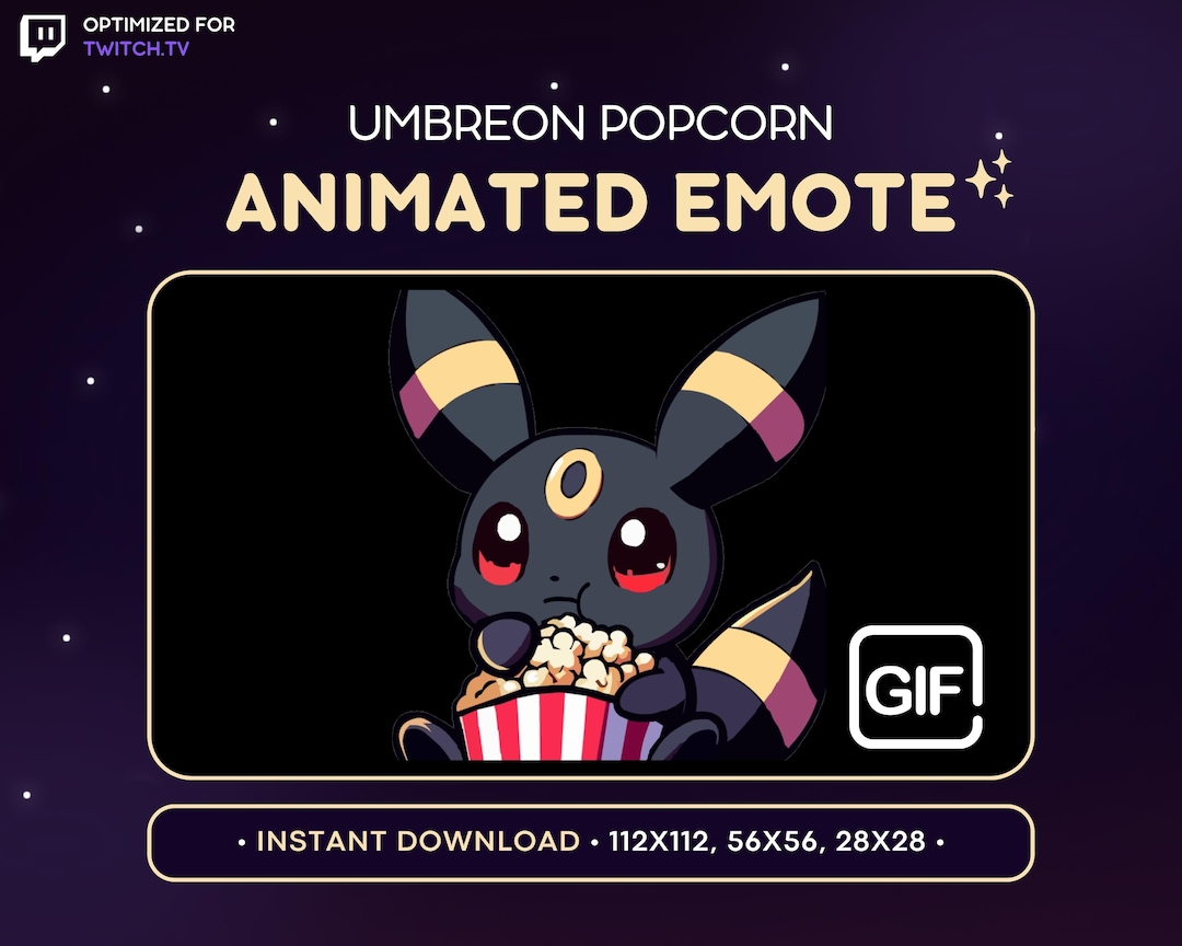 ANIMATED Umbreon Twitch Emote - Popcorn Umbreon Pokemon Emote, Gaming ...