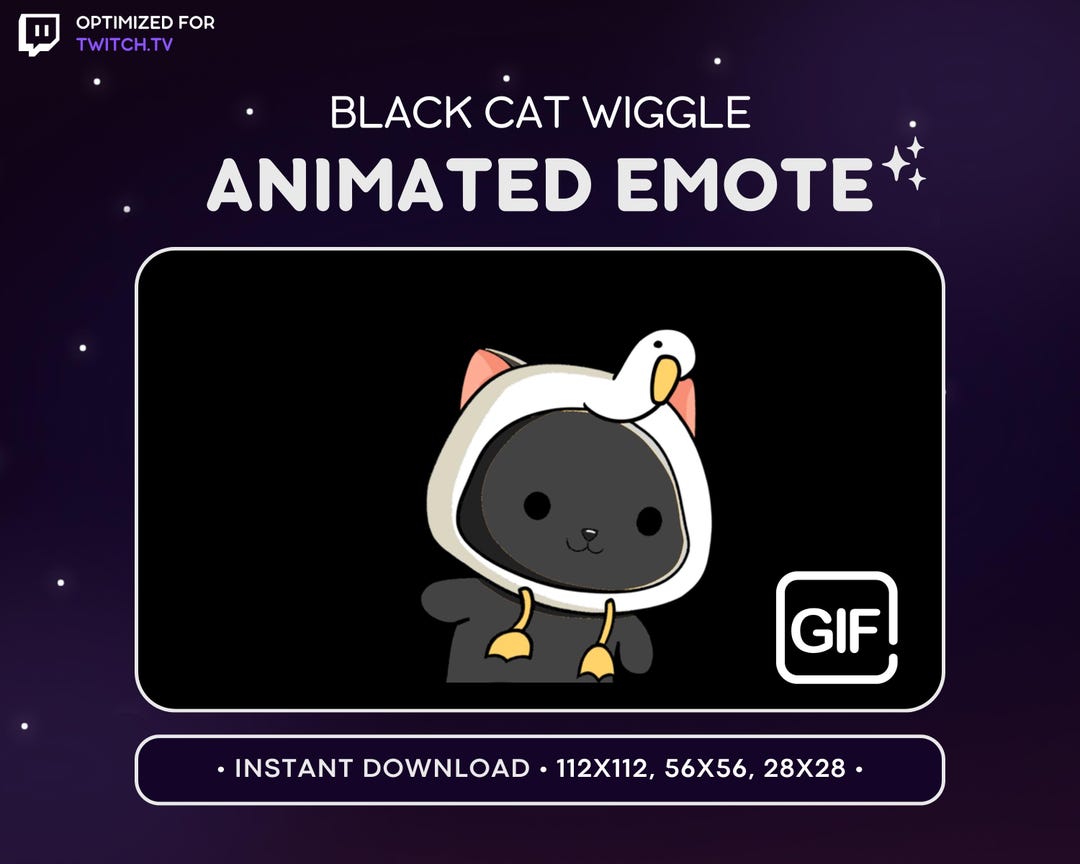 ANIMATED Black Cat Wiggle Emote - Cute Animated Cat Discord Emote ...