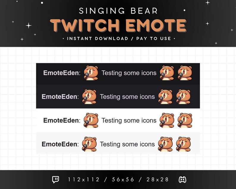 Cute Bear Twitch Emote Singing Bear Emote, Bear Discord Emote, Gaming ...