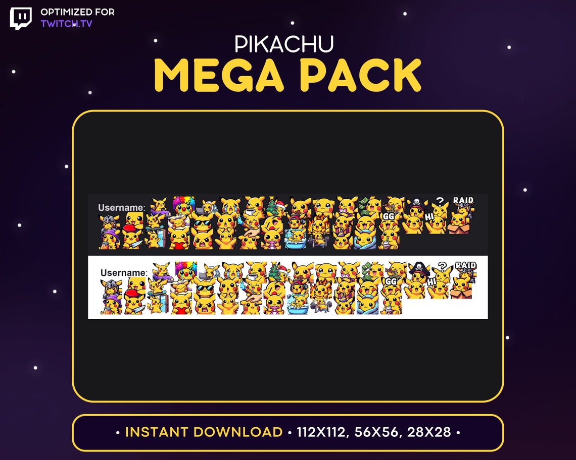 Cute Pikachu Twitch Emote Pack 40x - Pikachu Pokemon Emote, Gaming ...