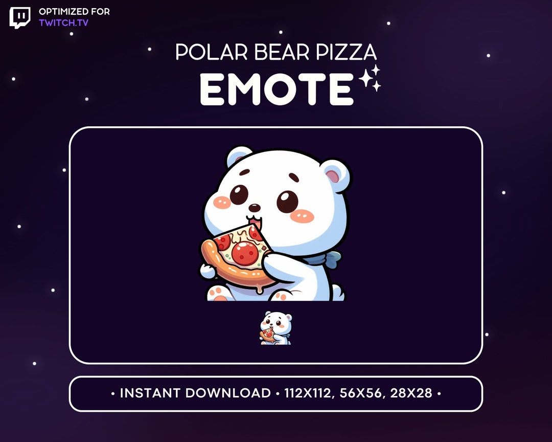 Cute Bear Twitch Emote Pizza - Polar Bear Emote, Bear Discord Emote ...