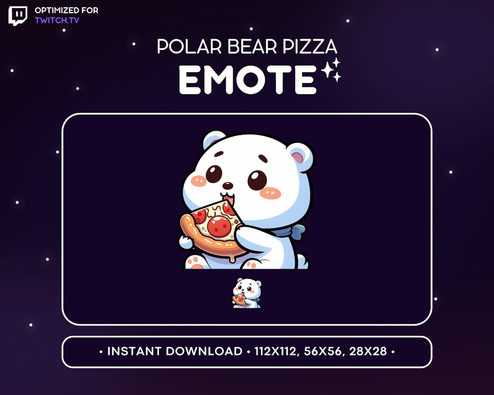 Bear Twitch Emote Pizza - Polar Bear Discord Emoji, Food, Eat, Munch ...