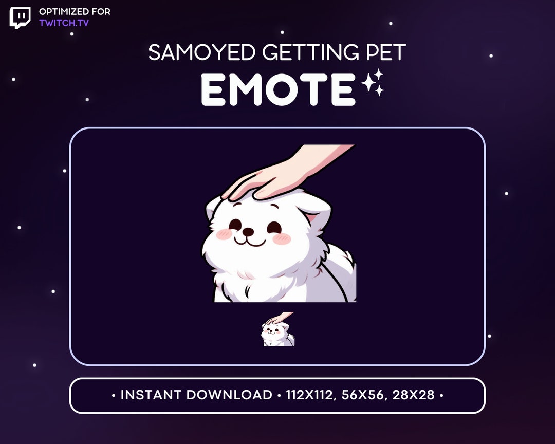 Cute Samoyed Twitch Emote - Head Pat White Dog Emote, Dog Discord Emote ...