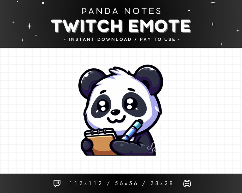 Cute Panda Twitch Emote Taking Notes Panda Emote, Panda Discord Emote ...