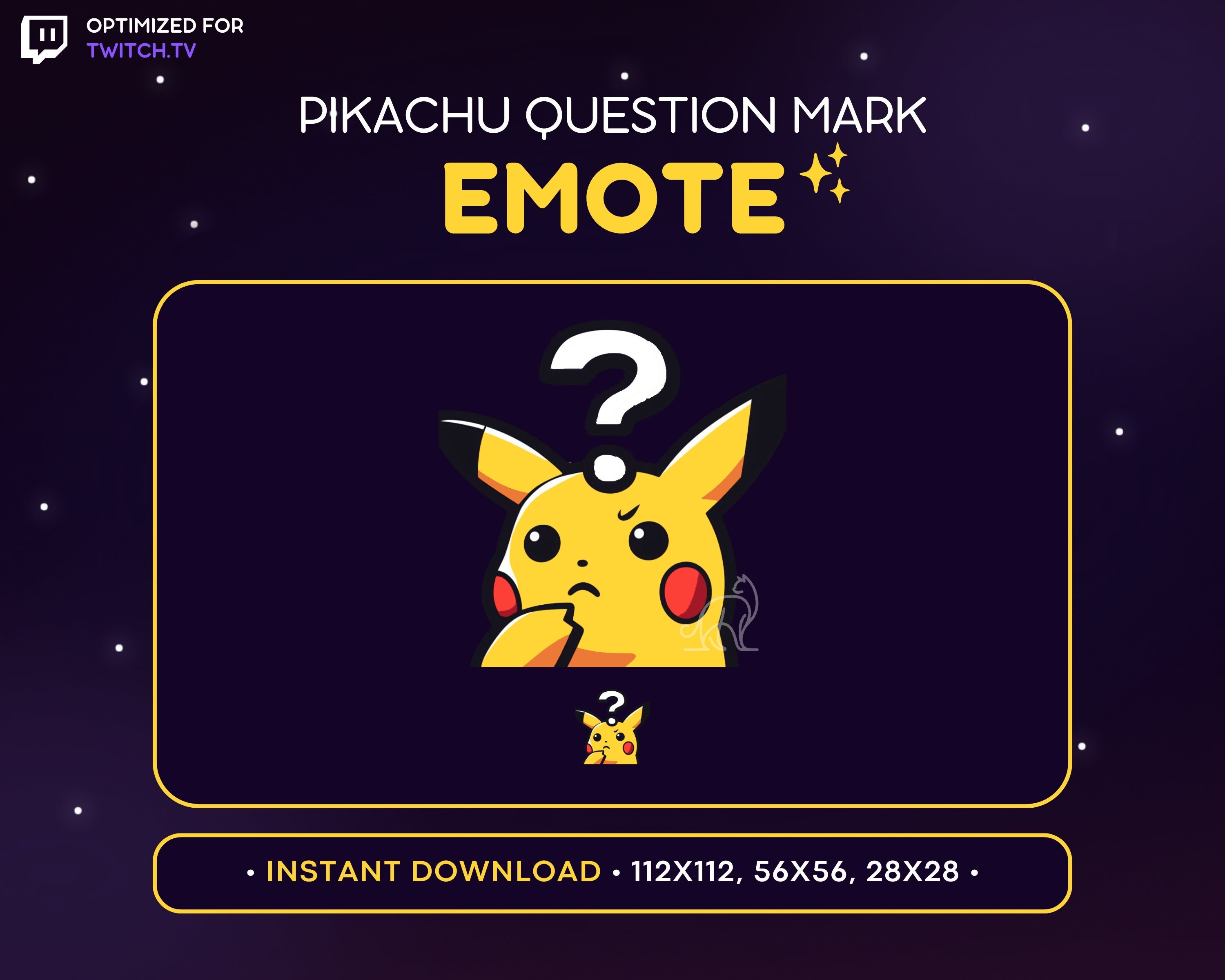 Pikachu Twitch Emote - Question Mark Pokemon Discord Emoji, Thinking ...