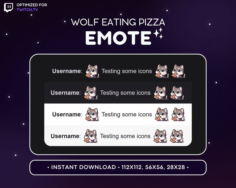 Cute Wolf Twitch Emote Pizza - Gray Wolf Emote, Wolf Discord Emote ...