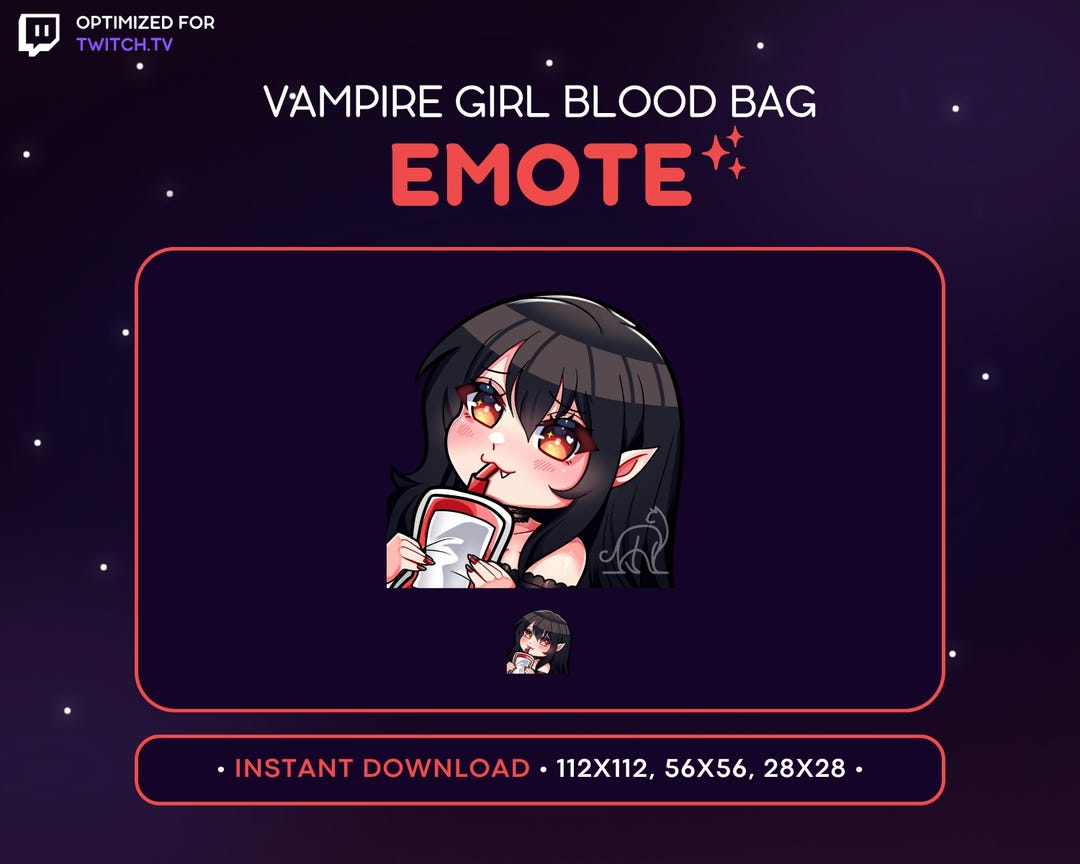 Vampire Girl Twitch Emote - Drinking Blood Bag Evil Vampire Girl ...