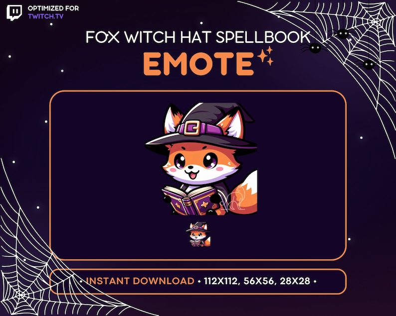 Cute Witch Hat Fox Twitch Emote Witch Fox Spell Book Emote, Fox Discord ...
