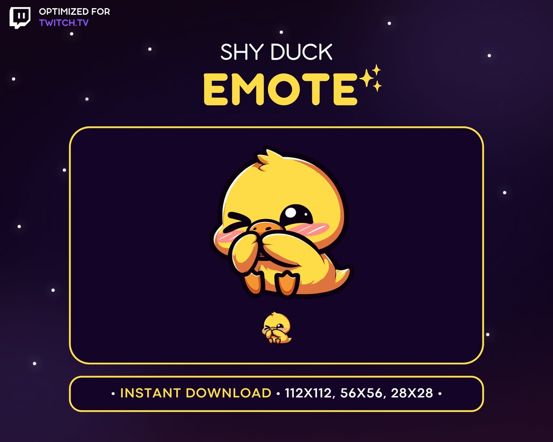 Cute Duck Twitch Emote - Shy Duck Emote, Duck Discord Emote, Gaming, Streaming Assets, Emoji ...