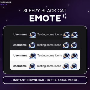 Sleepy Cat Twitch Emote - Cute Black Cat Emote, Hugging Teddy Bear, Cat ...