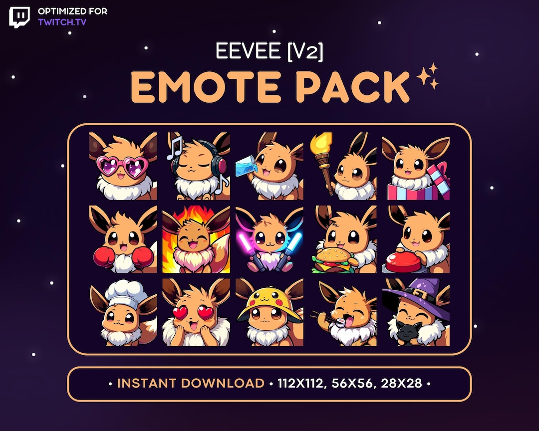Cute Eevee Twitch Emote Pack 15x [V2] - Eevee Pokemon Emote, Gaming ...