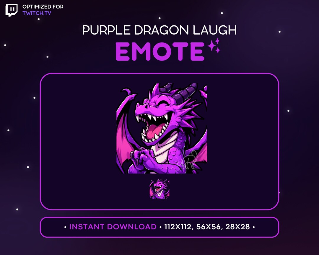 Cool Purple Dragon Twitch Emote - Laughing Dragon Emote, Dragon Discord ...