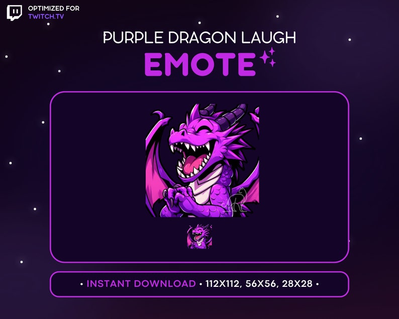 Cool Purple Dragon Twitch Emote - Laughing Dragon Emote, Dragon Discord ...
