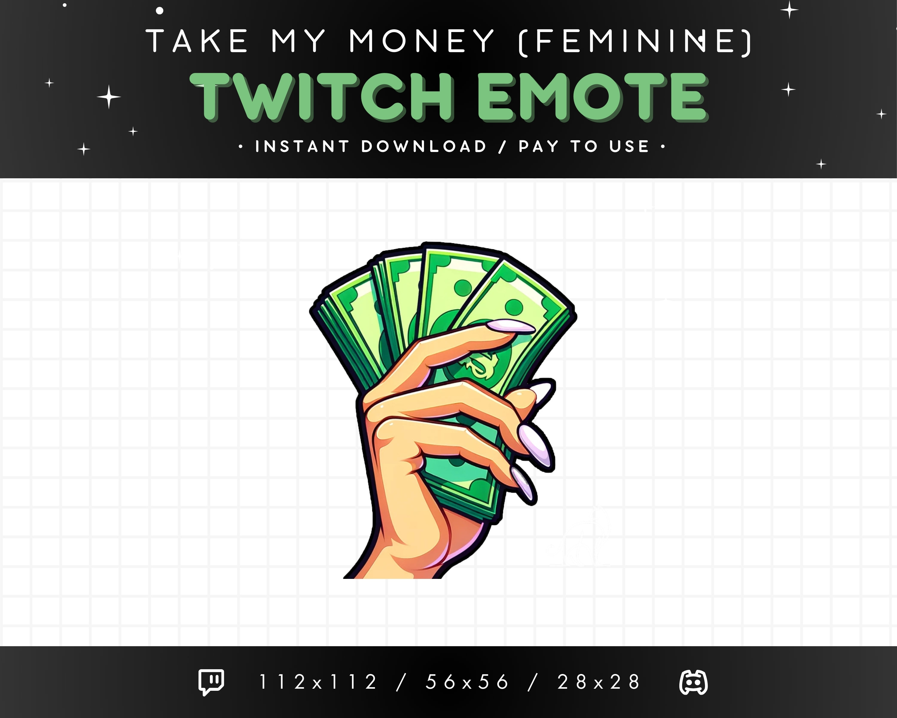 Take My Money Twitch Emote Female Hand Money Emote, Money Discord Emote ...