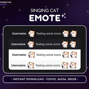 Cute Cat Twitch Emote - Singing Cat Emote, Cat Discord Emote, Gaming ...