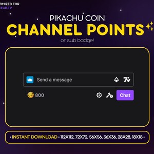 Pikachu Coin Twitch Channel Point Icon, Sub Badge, Emote - Pikachu ...