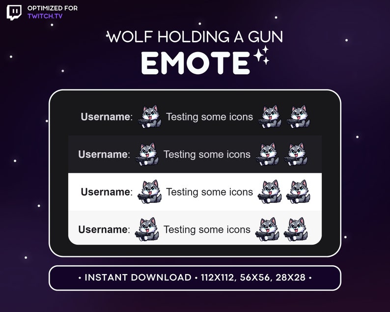 Wolf Twitch Emote - Gun Wolf Emote, Wolf Discord Emote, Gaming ...
