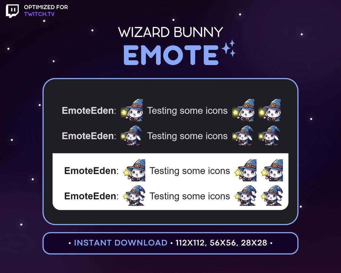 Bunny Twitch Emote - Wizard Bunny Discord Emote, Bunny Streaming Assets ...