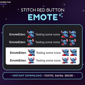 Stitch Twitch Emote - Red Button Stitch Discord Emote, Stitch Streaming ...