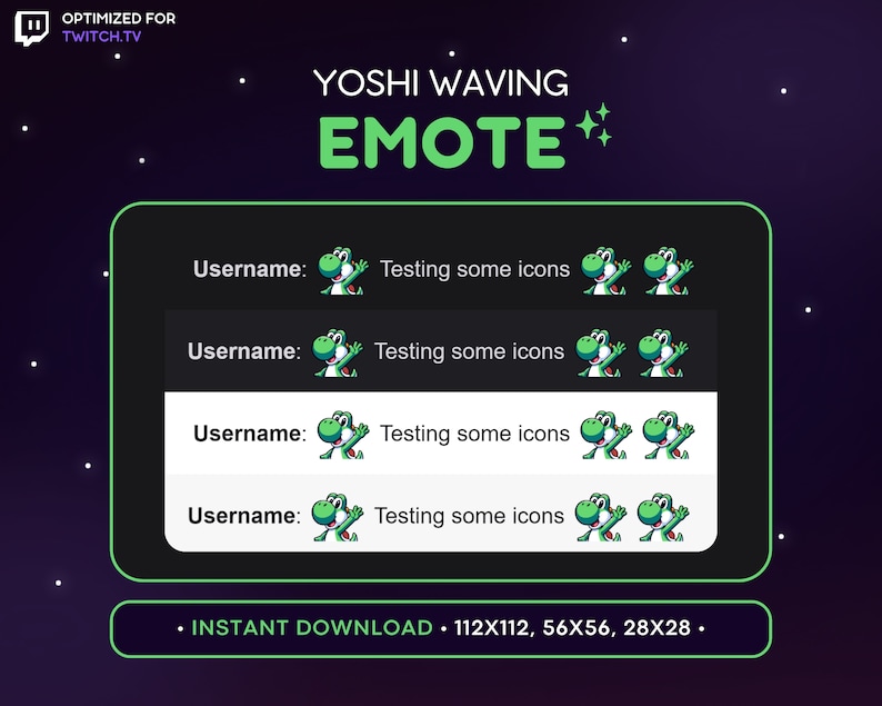 Yoshi Twitch Emote - Waving Yoshi Emote, Yoshi Discord Emote, Smash ...