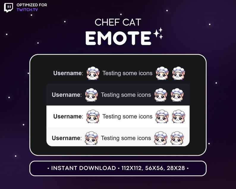 Cute Cat Twitch Emote Cat Chef Emote, Cat Discord Emote, Gaming ...