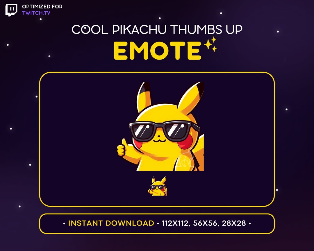 Pikachu Twitch Emote - Thumbs up Pikachu Pokemon Emote, Gaming ...