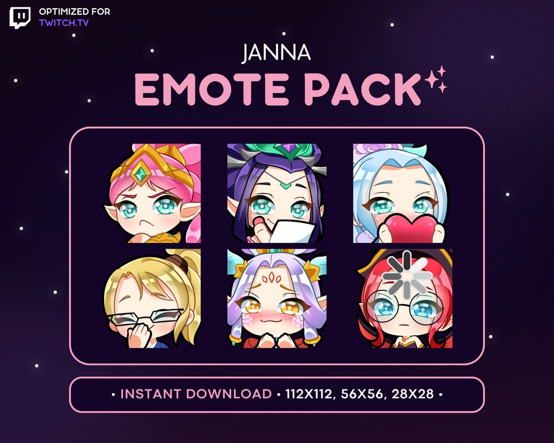 Janna Twitch Emote Pack 6x - Janna League of Legends, Cute Janna ...