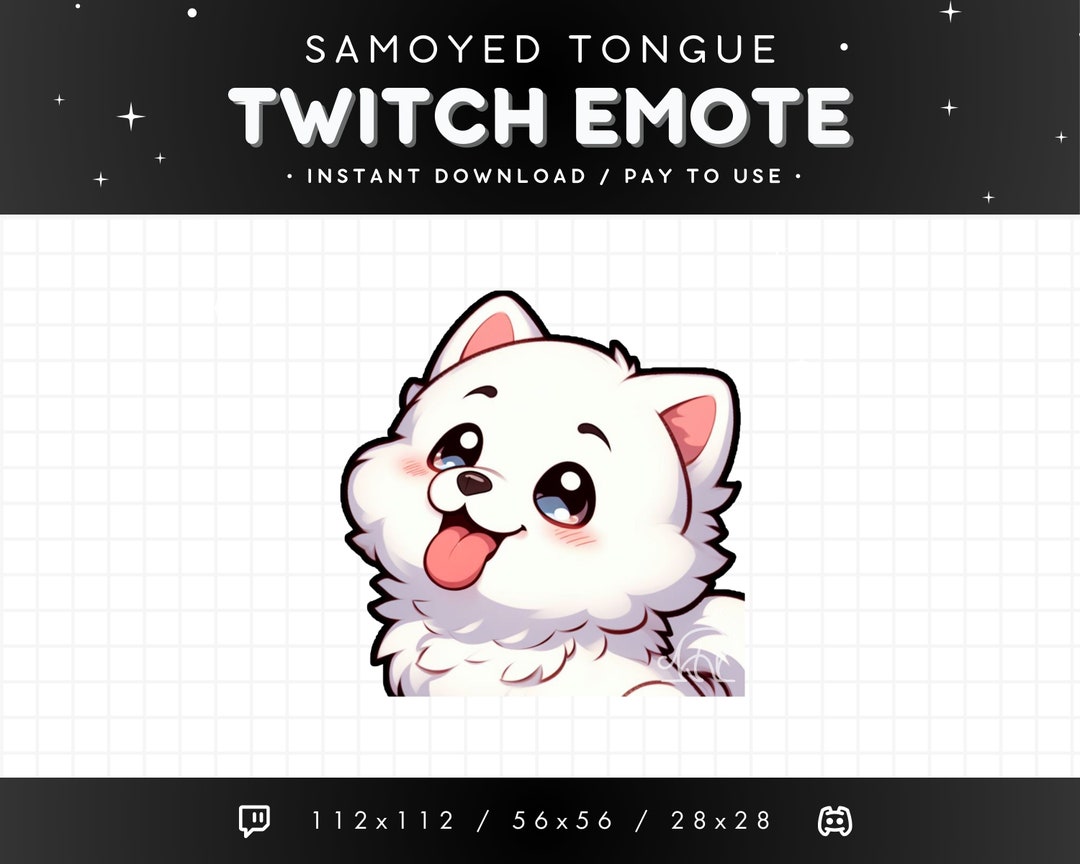 Cute Samoyed Twitch Emote Tongue White Dog Emote, Dog Discord Emote ...