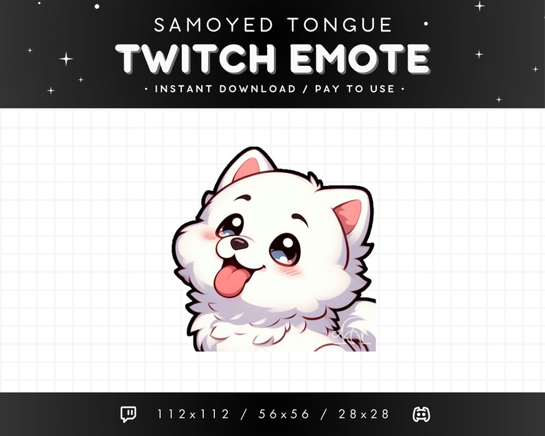 Cute Samoyed Twitch Emote Tongue White Dog Emote, Dog Discord Emote ...