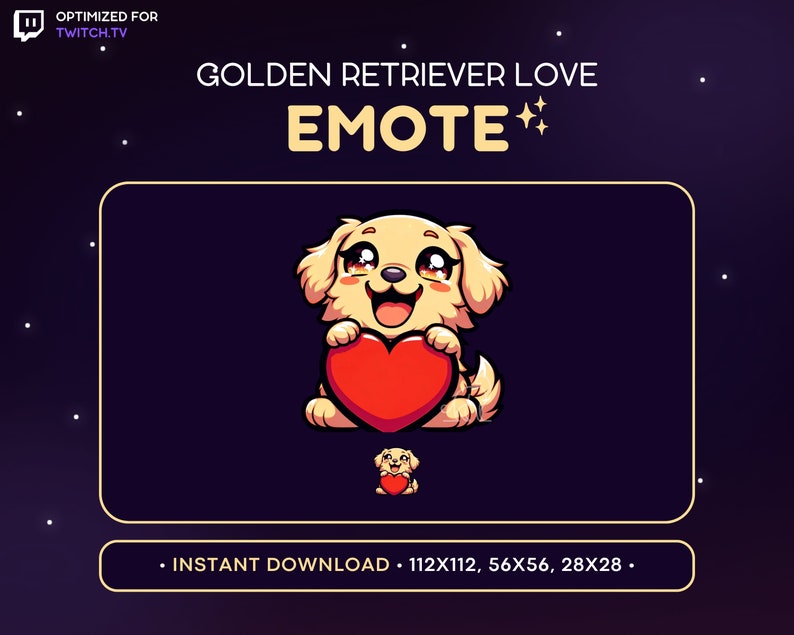 Cute Golden Retriever Dog Twitch Emote Love Heart Dog Emote, Puppy ...