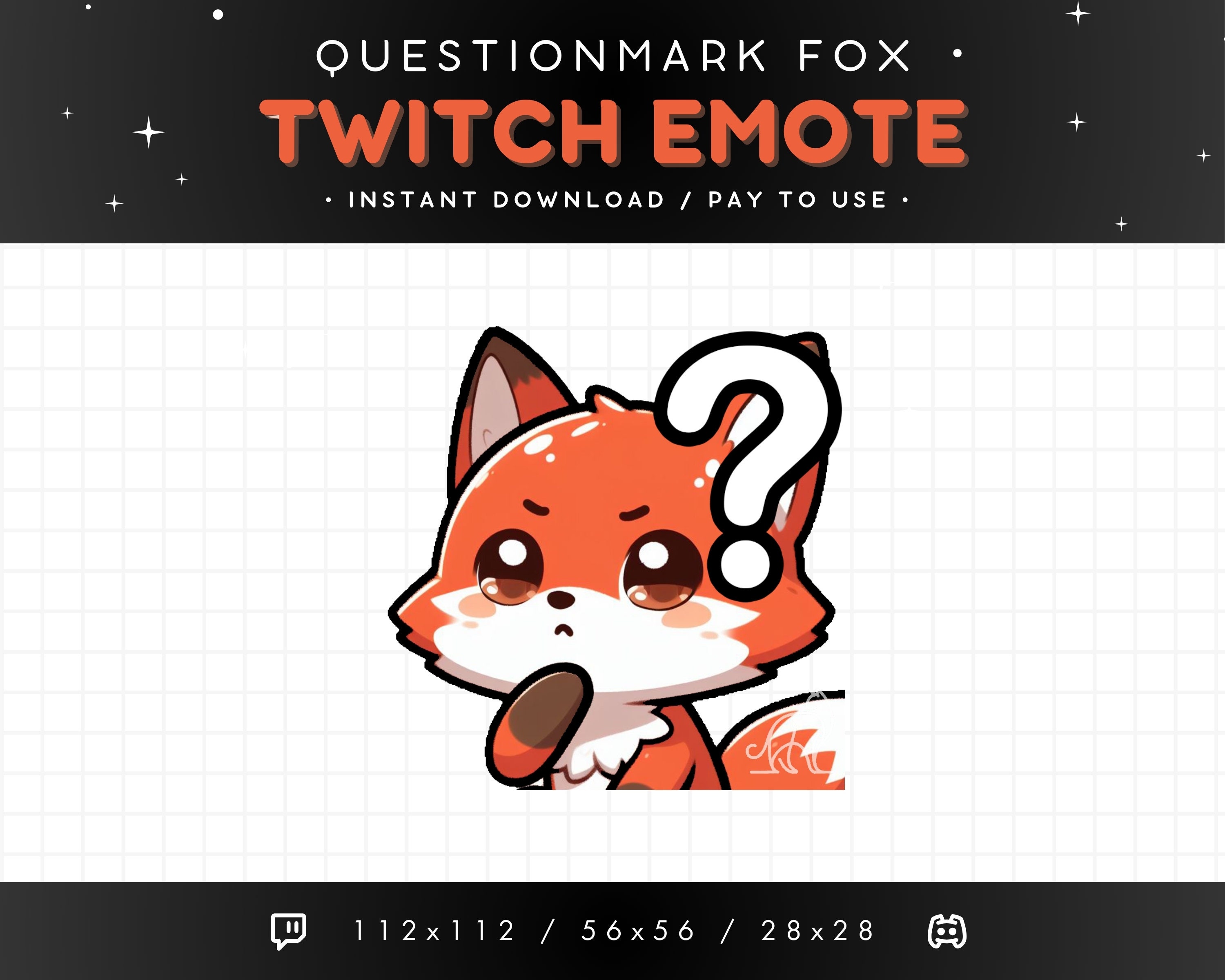 Cute Fox Twitch Emote Question Mark Fox Emote, Fox Discord Emote ...
