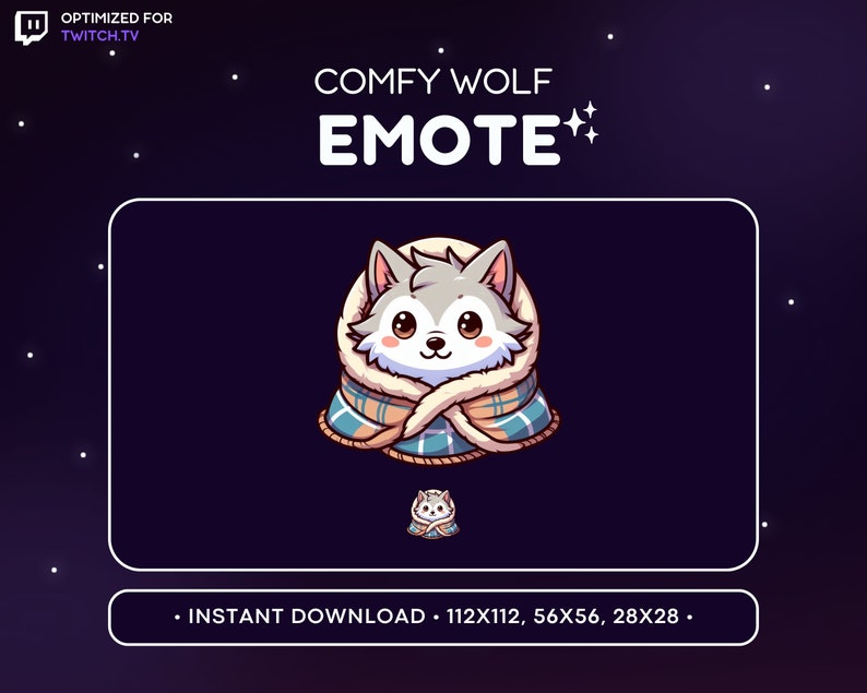 Wolf Twitch Emote Blanket Cozy Wolf Emote, Wolf Discord Emote, Gaming ...