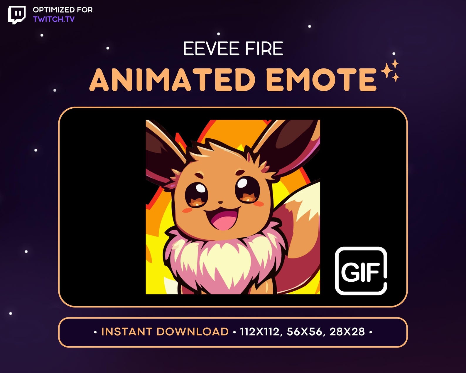 ANIMATED Eevee Twitch Emote - Fire Pokemon Eevee Emote, Gaming ...