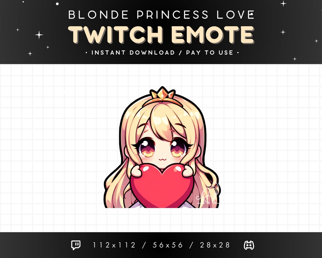 Blonde Princess Chibi Girl Twitch Emote Love, Blonde Hair Girl, Kawaii ...