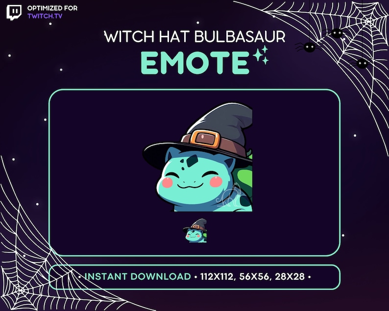 Cute Witch Hat Bulbasaur Twitch Emote Witch Bulbasaur Pokemon Emote ...