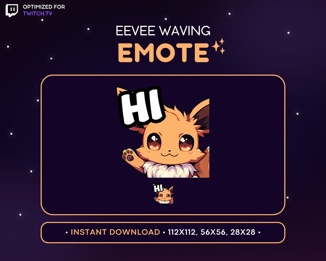 Cute Eevee Twitch Emote - Wave Pokemon Eevee Emote, Gaming, Streaming ...