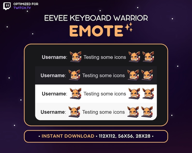 Cute Eevee Twitch Emote Keyboard Warrior Pokemon Eevee Emote, Gaming ...