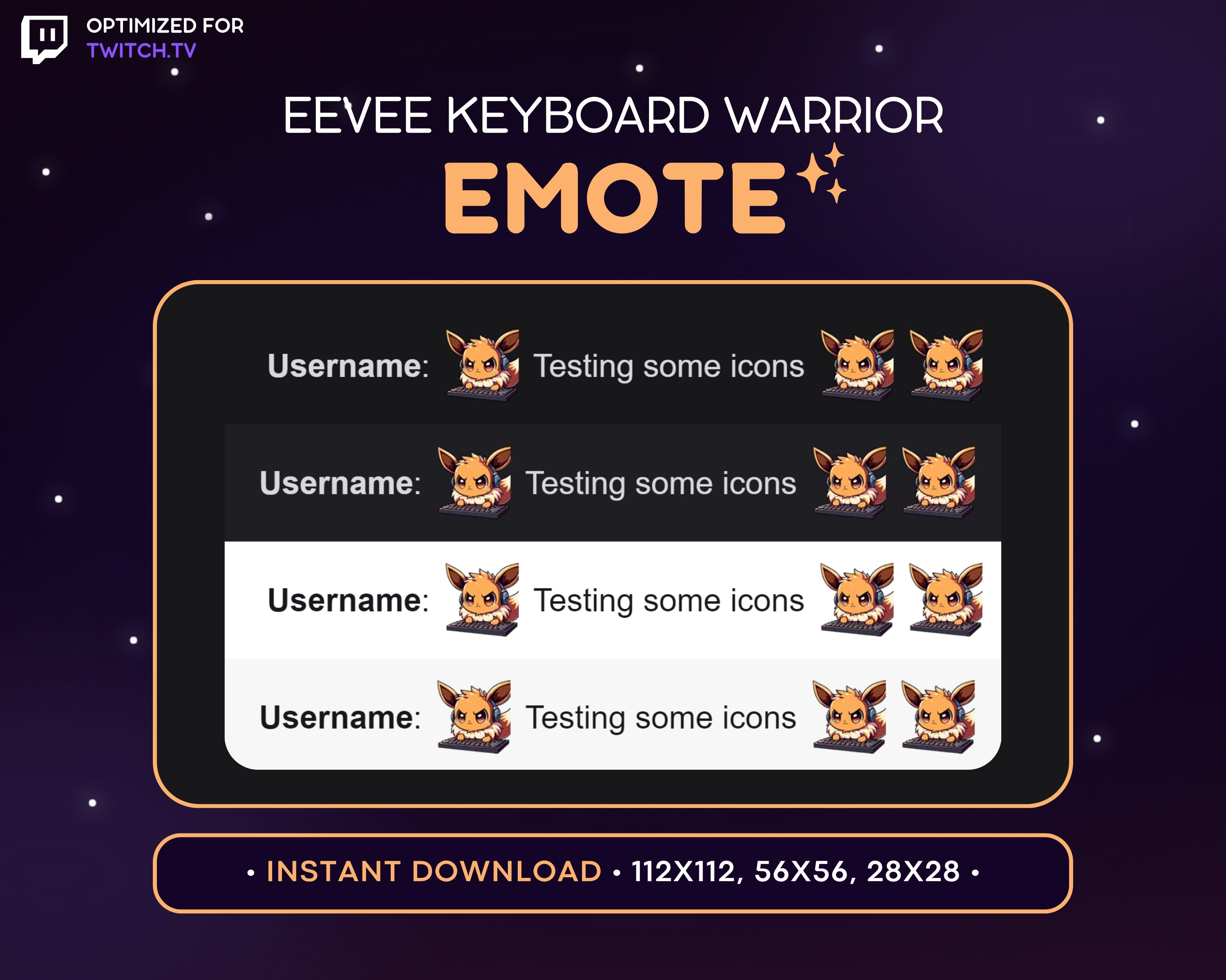 Cute Eevee Twitch Emote Keyboard Warrior Pokemon Eevee Emote, Gaming ...