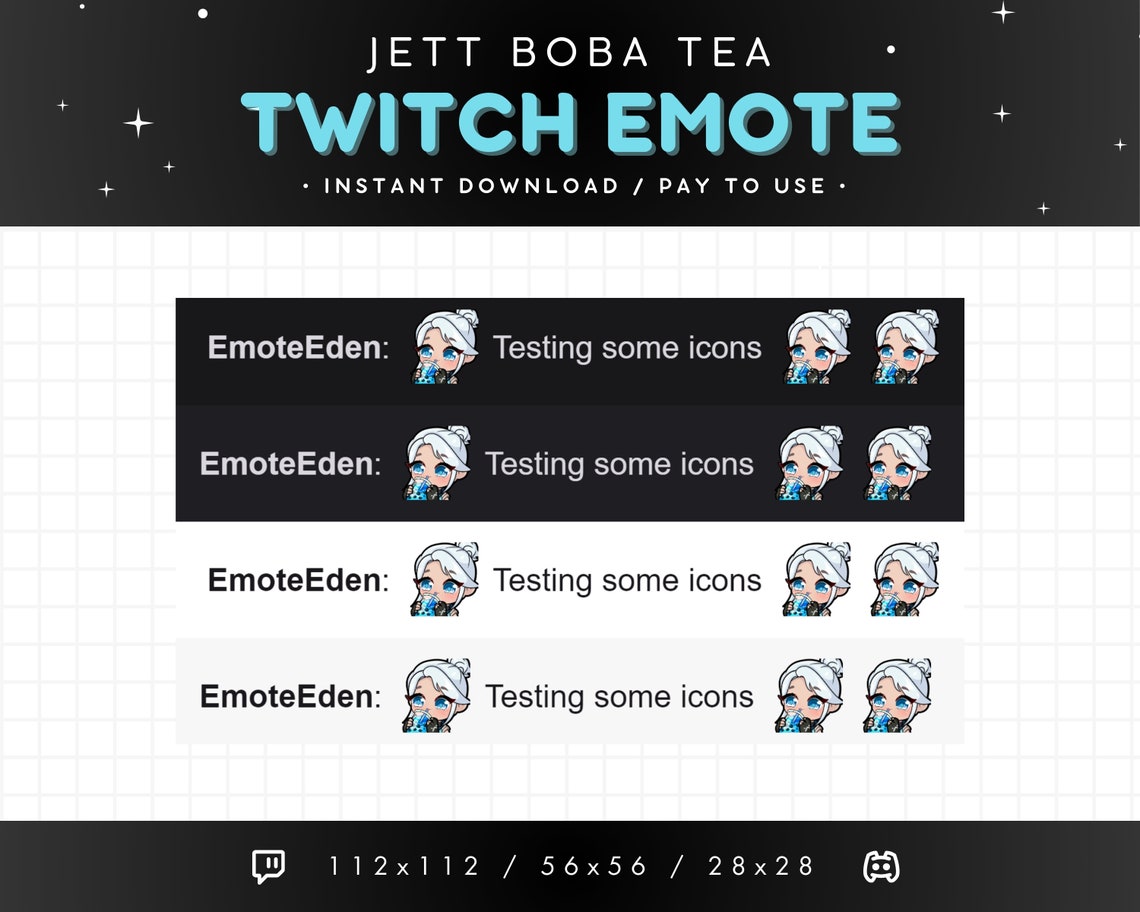 Valorant Jett Twitch Emote Bubble Tea Jett Discord Emote, Jett ...