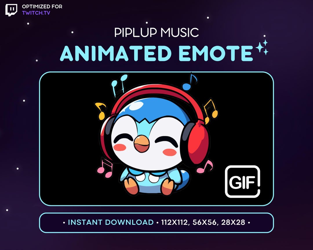 ANIMATED Piplup Twitch Emote - Music Pokemon Piplup Emote, Gaming ...