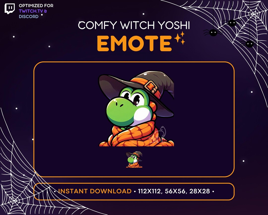 Yoshi Twitch Emote - Comfy, Witch Hat, Halloween Emote, Discord Server ...