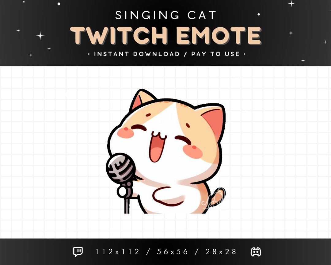 Cute Cat Twitch Emote Singing Cat Emote, Cat Discord Emote, Gaming ...